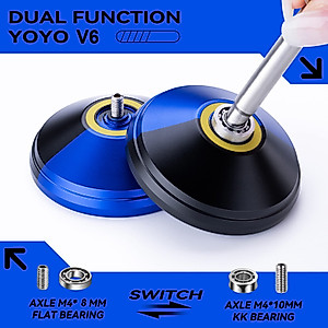 MAGICYOYO Pack of 2 Responsive Yoyos for Kids Beginners, K2 & V6 Dual Purpose Yoyos, Replacement Unresponsive Bearings Kit for Advanced Players + 12 Yoyo Strings +Storage Bag-2 Hole