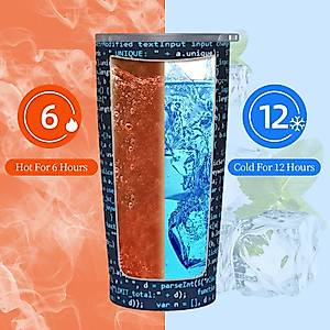 20oz Insulated Tumblers with Lids and Straws Cool Coding Code Stainless Steel Coffee Tumbler Cup Double Wall Vacuum Travel Coffee Mugs for Home, Office, Outdoor