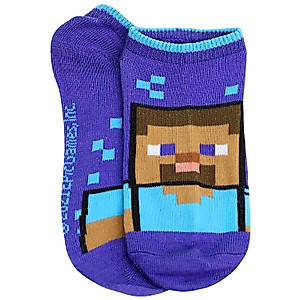 Minecraft Boys' Low Cut Socks, 6 Pair Pack, Green, Medium