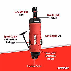 AIRCAT Pneumatic Tools 6290: .75 HP Reversible Straight Die Grinder 20,000 RPM