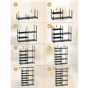 TIMEBAL 8-Tier Shoe Rack Storage Organizer, 25-28 Pairs Shoes Shelf Organizer, Removable & Dust Large Stackable Shoe Rack for Boot & Shoe Storage