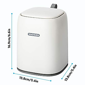 XCX Mini Countertop Trash Can with 3 Rolls of Trash Bags, Waste Can with Press Type Lid, 1.5 L / 0.40 Gal Wastebasket Trash Can Dispenser, Mini Bin for Coffee Table, Bathroom Vanity Top (White)