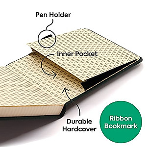 Dingbats A6+ Wildlife Notebook Journal Hardcover, Cream 100gsm Ink-Proof Paper, 6.1 x 4.3 inches, 192 pages (Green Deer, Dotted)