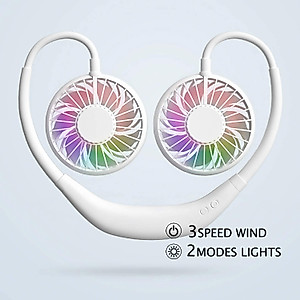 GXDDZM Personal Fans Around Neck Neckband Fan Portable Hanging Fan Mini Hands Free Wearable Sport Fan,2000mAh USB Rechargeable 3 Speeds,LED Silent 360° Direction For Office Outdoor Trave Home