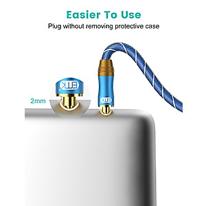 90 Degree Right Angle Aux Cable - [24K Gold-Plated,Sound Quality] EMK Audio Stereo Male to Male Cable for Laptop, Tablets, MP3 Players,Car/Home Aux Stereo, Speaker or More (4Ft/1.2Meters)