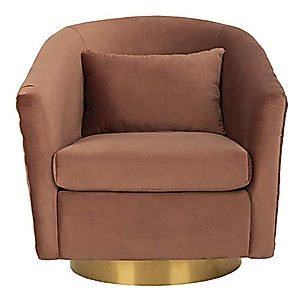Safavieh Couture Home Clara Glam Dusty Rose Pink Velvet Quilted Swivel Tub Chair