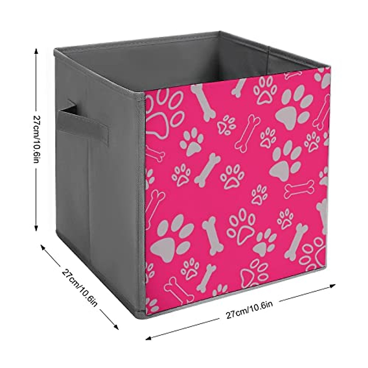 Dog Paws and Bone Pattern Large Cubes Storage Bins Collapsible Canvas Storage Box Closet Organizers for Shelves