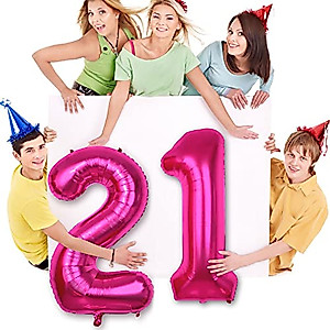 40inch hot Pink 21th Helium Foil Number 21 Balloons large Figures Inflatable Balls 12th Girls Daughter Birthday Party Ballloon Wedding Anniversary Events Decoration Party Supplies Large globos
