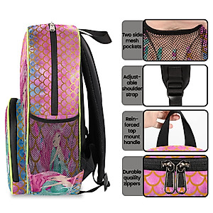 Mermaid Kids Backpacks for Girls, Cute Lightweight Toddler Backpack for School, Waterproof Bookbag Kindergarten Preschool Backpack with Chest Strap, Casual Daypack