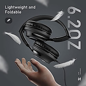 Mevoix On Ear Headphones with Microphone, Wired Headphones for Adults Teens Kids, Deep Bass, Memory Foam Earpads, Foldable Noise Isolating Wired Stereo Headphones for Computer Laptop Smartphone