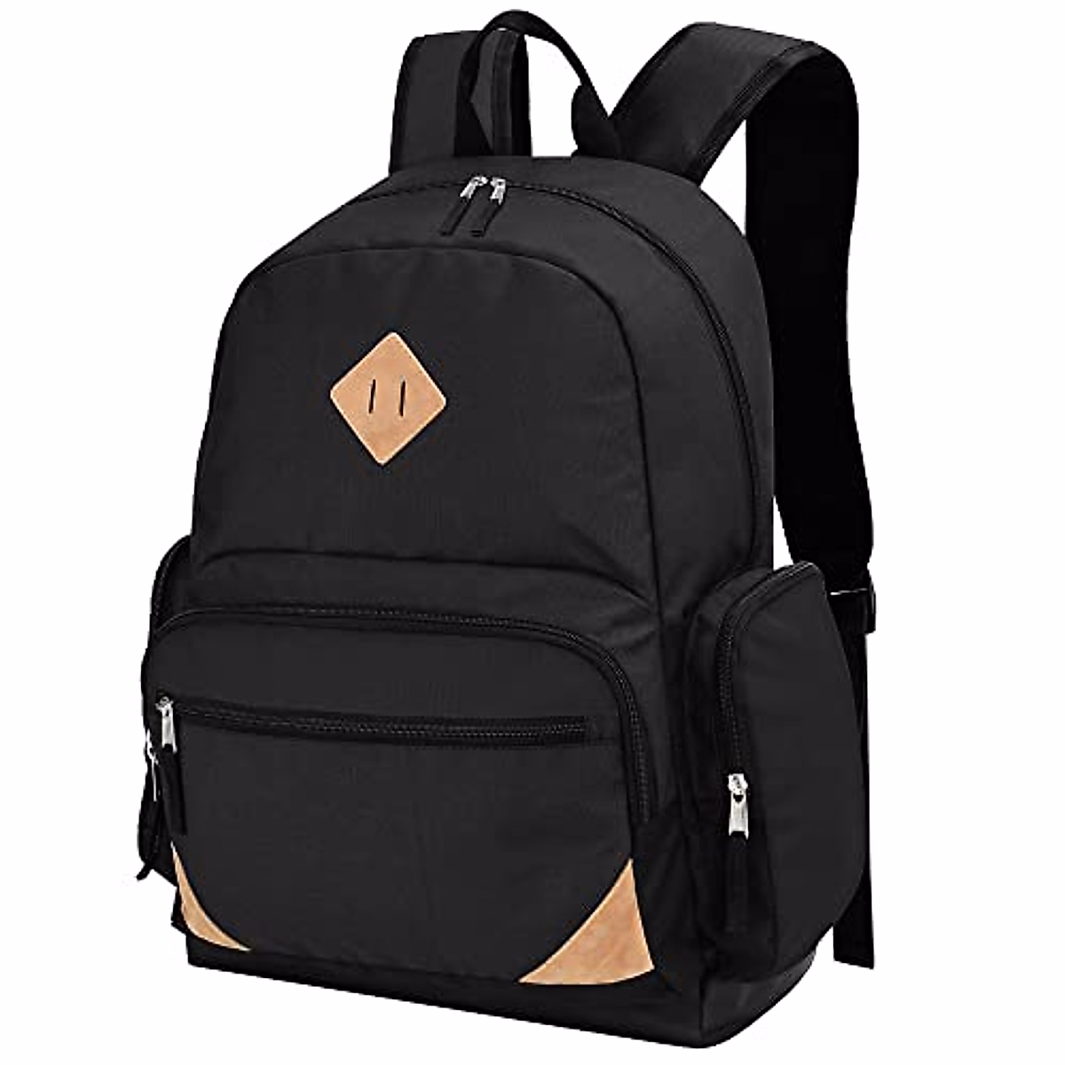 College Backpack Lightweight College Bag College Casual Daypack with 2 Side Pockets Black