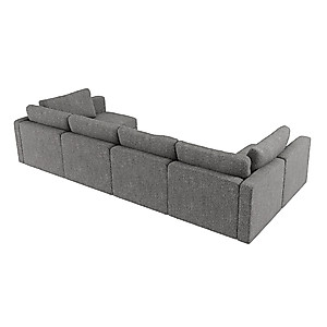 HONBAY Oversized Modular Sectional Sofa Reversible U Shaped Sectional Couch with Wide Chaise Modular Sofa with Storage Seat, Light Grey