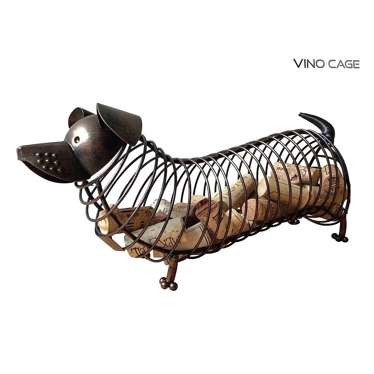 Wine Cork Holder - A Decorative Wine Cork Holder Wine Barrel in The Shape of a Cute Metal Dog A Dachshund for Wine Lovers. Great for Wine Corks