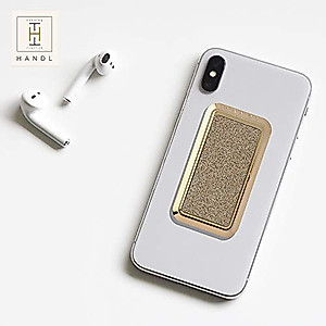 HANDL New York Champagne Glitter HANDLstick Silver Glitter Grip and Stand for Smartphone