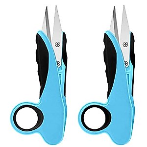Asdirne 5” Thread Snips, Sewing Scissors with Sharp Stainless Steel Blade and Soft Handles, Great for Sewing, Craft and DIY, 2 Pcs, Blue/Black