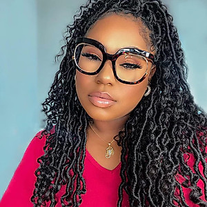 4 Packs Faux Locs Crochet Hair 36 Inches locs Super Long New Soft Locs Crochet Braids Pre-looped Curly Wavy Goddess Locs Braiding Hair for Women Synthetic Hair Extensions （18 strands/pc，#1B）