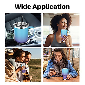 GUDEMAO 20 oz Tumbler with Handle, Stainless Steel Insulated Tumbler with Lid and Straw, Double Wall Vacuum Insulated Coffee Mug Tumbler, Insulated Coffee Thermal Cup for Cold and Hot（Blue Purple）