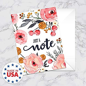 Canopy Street Watercolor Blue And Pink Floral Greeting Cards / 24 All Occasions Cards With Envelopes / 4 7/8" x 3 1/2" Thank You Cards