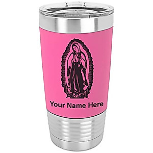 LaserGram 20oz Vacuum Insulated Tumbler Mug, Virgen de Guadalupe, Personalized Engraving Included (Silicone Grip, Pink)