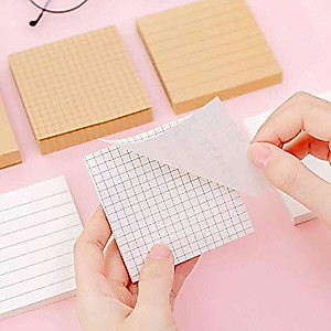 DzdzCrafts Kraft Paper and White Blank Lined Grids Pages 6-Packs 480 Sheets Sticky Notes Notepads Self-Stick Memo Pads