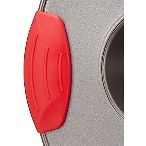 Amazon Basics Non-Stick 12-Cup Muffin Pan, Gray with Red Grips
