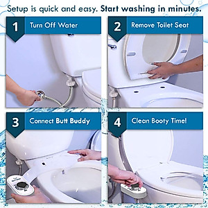BUTT BUDDY (2 Pack) - Bidet Toilet Seat Attachment & Fresh Water Sprayer (Easy to Install | Non-Electric | Self-Cleaning Nozzle | Gentle Wash | Save Paper & Money | Healthy Life, Sanitary Bathroom)