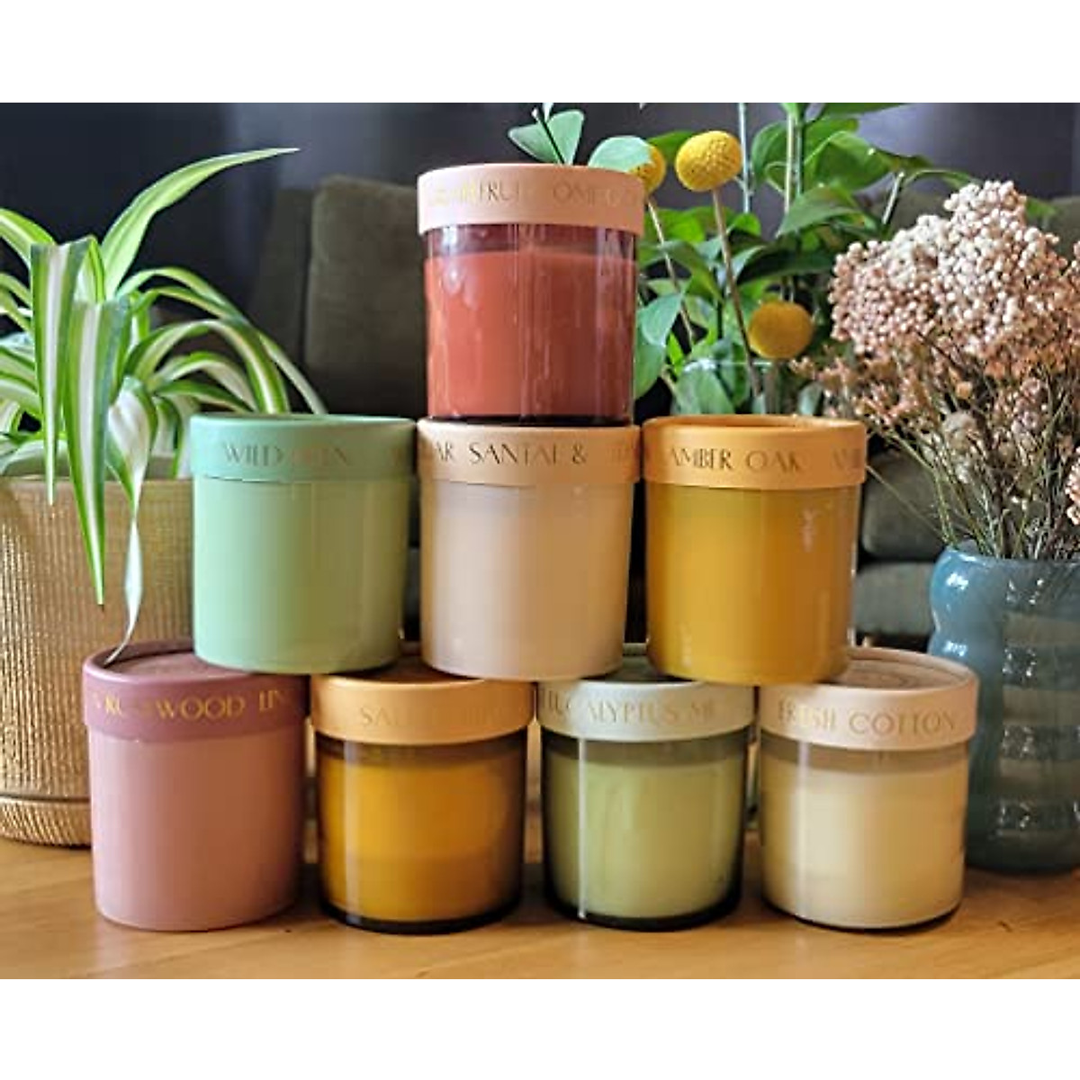 Paddywax Firefly Candle Co. Optimist Scented Candles with Soy Wax Blend and Reusable Glass Jar for Home Fragrance and Aromatherapy - 7 Ounce, Linen Rosewood, Dusty Pink