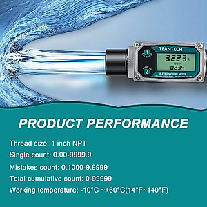 Flow Meter - 1 inch Digital Flow Meter Aluminum Alloy Engineered Flowmeter Turbine Flow Meter Oil Fuel Flow Meter for Measure Diesel Kerosene Gasoline (1 inch)