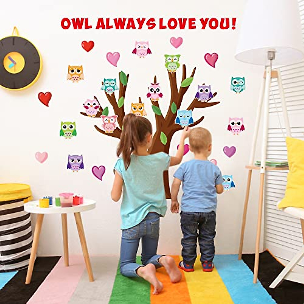 111Pcs Valentine's Day Classroom Tree Heart Owls Bulletin Board Cut 0ut ...