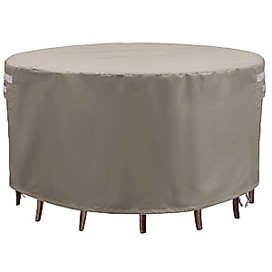Garden Balsam Patio Furniture Cover Beige 96" D X 28" H Round Waterproof Outdoor Table Chair Set Covers Outdoor Sectional Cover Outdoor Furniture Set Cover