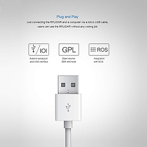 Slamtec RPLIDAR A1M8-R6 with MX1.25 to 2.54 Dupont Wire kit, 2D LIDAR Sensor 360 Degree Scanning Radius, for Bstacle Avoidance and Navigation of Robots