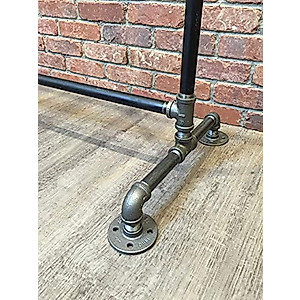 Industrial Pipe Clothing Rack with Wood Side Shelves by William Robert's Vintage