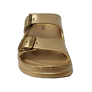 H2K Women's (2018 Model) EVA Slide Sandals with Adjustable Buckles (GOLD, 7)