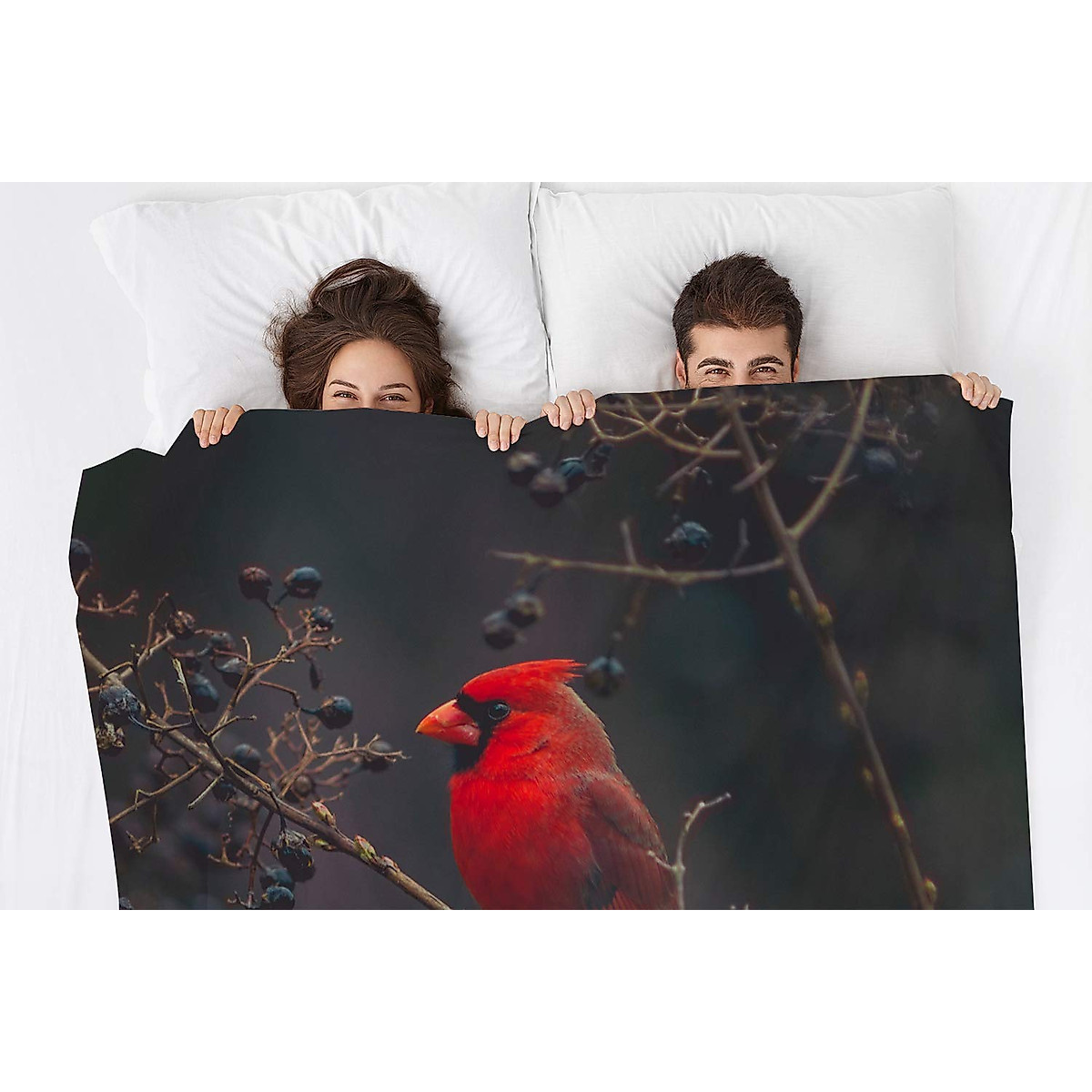 HGOD DESIGNS Red Bird Throw Blanket,Northern Cardinal Bird On The Tree Branch Soft Warm Decorative Throw Blanket for Bed Chair Couch Sofa 30"X40"