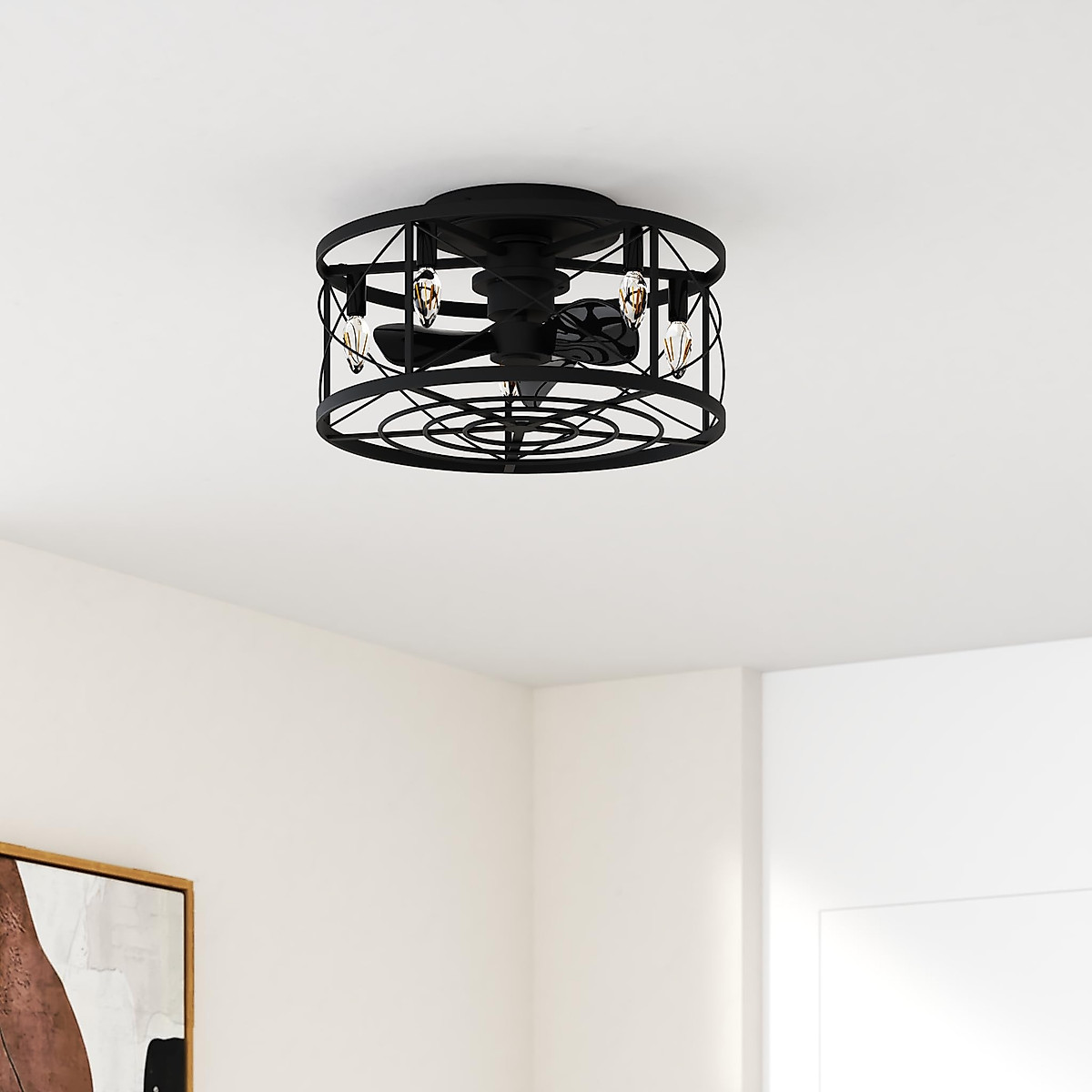 Amico 20 in caged ceiling fans with lights bladeless