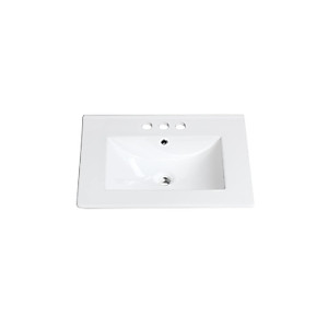 Saint Birch 24" Modern White Ceramic Bathroom Vanity Top Sink, with Three Faucet Holes