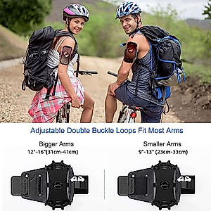Newppon 2-1 Running Armband + Bike Phone Holder : Detachable & 360° Rotatable Cell phone Arm bands Case Universal for iPhone 15 14 13 12 11 Pro Max Plus Samsung Galaxy S23 for Workout Exercise Sports
