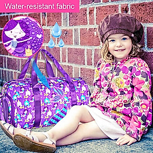Dance Ballet Bags for Girls, Kids Duffle Gym Bag Travel with Shoe Compartments Sports Ballet Bag Teens Weekender Sleepover Carry On Bag Purple Mermaid