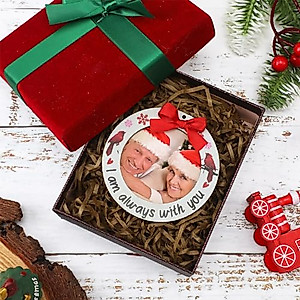 Blulu 24 Pieces Christmas Red Cardinal Picture Frames Ornaments Wooden Cardinal Photo Ornaments I Am Always with You Ornaments for Xmas Tree Decoration Cardinal Sympathy Memorial Gifts