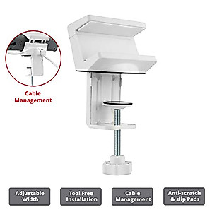 SIIG Power Strip Holder with Desk Clamp For Desktop Table - Fits 1.6" to 2.4" Mountable Power Outlet Strips - Power Strip Desk Mount with Adjustable Clamp, Cable Management