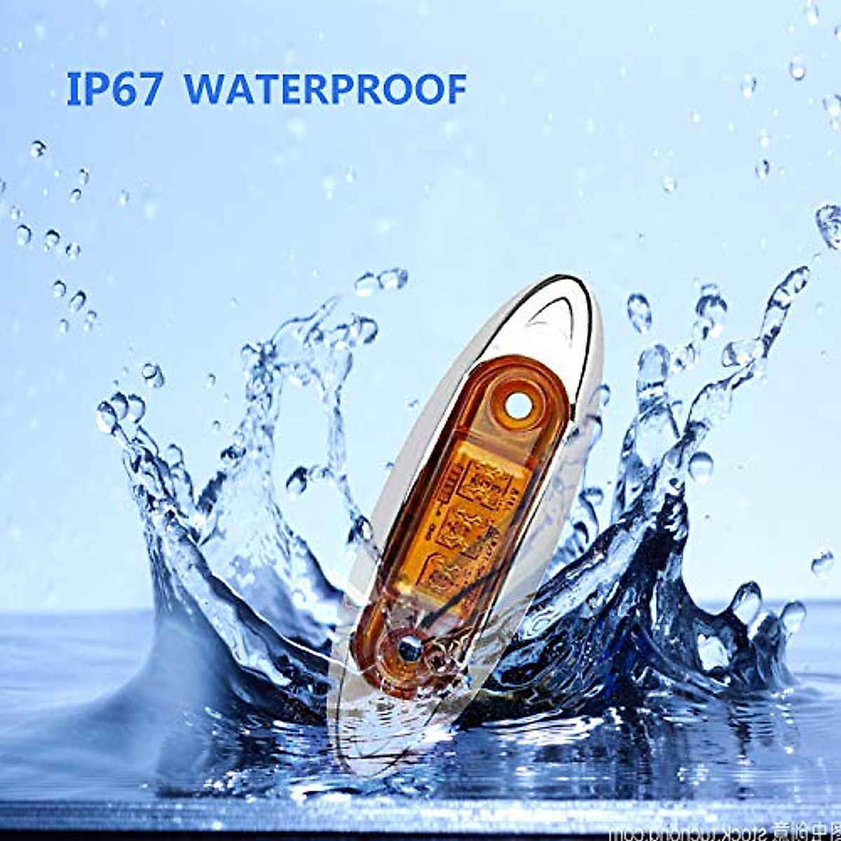 NBWDY 8Pcs Universal Waterproof Amber LED Side Marker Light Clearence Lights Led Trailer Light Truck Light Amber Lens w/Chrome Housing for Truck Trailer RV Camper Boat ATV Pickup Camper