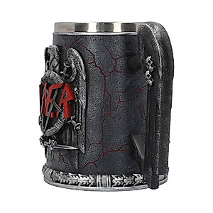 Nemesis Now B4128M8 Slayer Tankard Mug 14cm Black, Resin w/Stainless Steel Insert, Grey