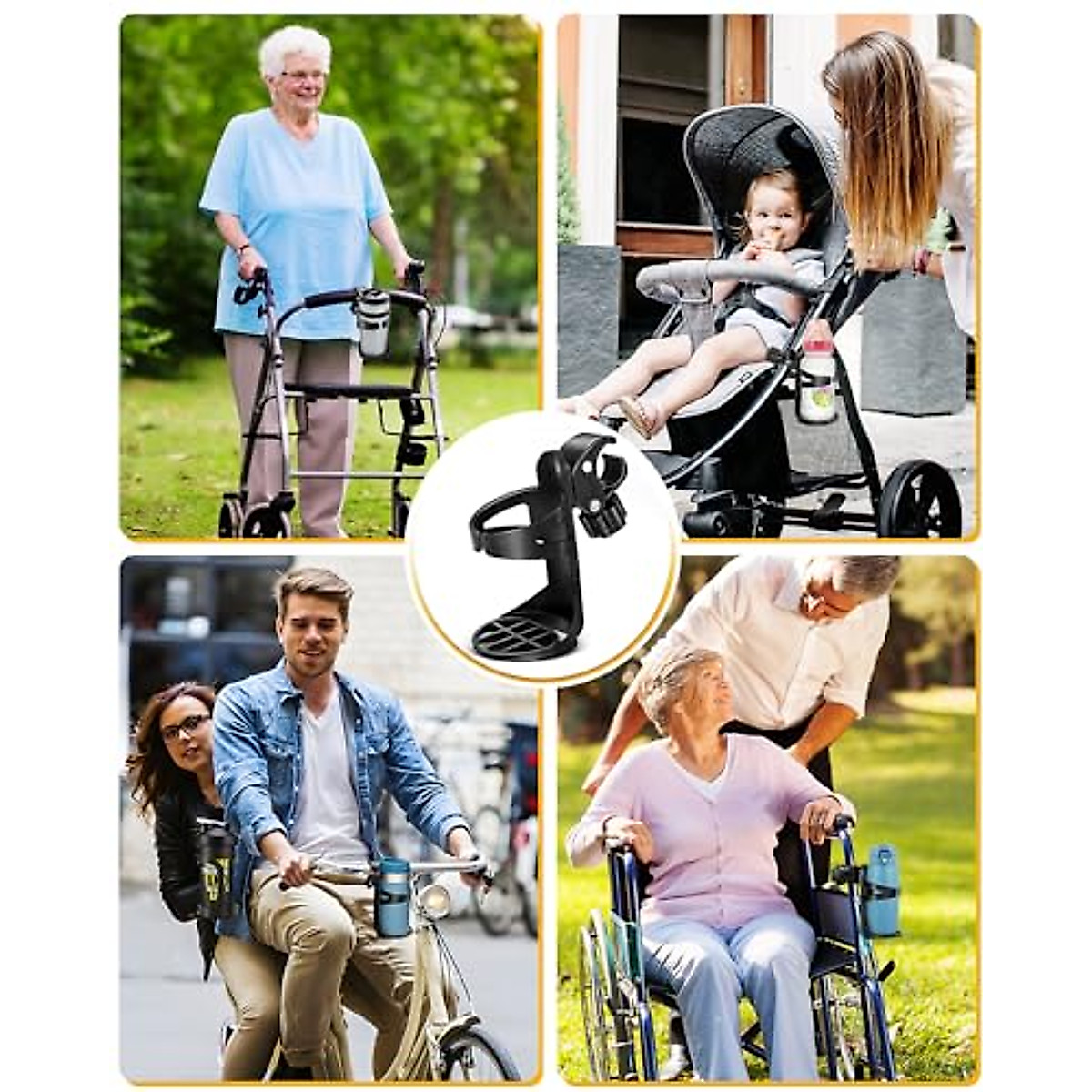 Pack of 2 Stroller Cup Holder, Universal Drink Bottle Holders for Trolleys,Wheelchair, Walker,Bicycle,Bike