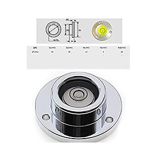 Small Circular Round Bubble Level Spirit Leveler Bubble Ball Vials, Ø34mm, Aluminium Housing, Plastic Vial