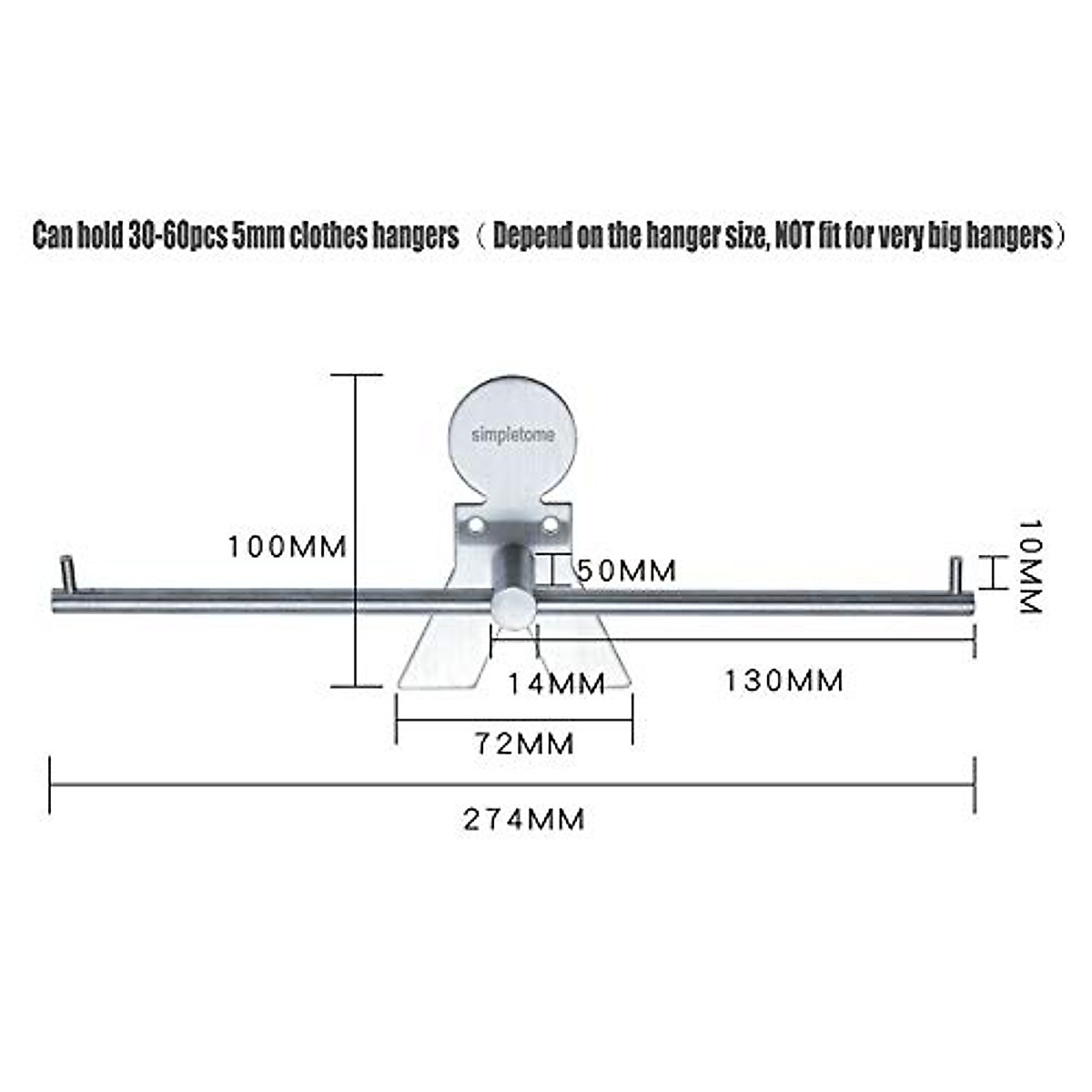 simpletome Clothes Hanger Storage Rack Organizer Wall Mount Adhesive OR Drilling Installation(Human Shape,10.8")