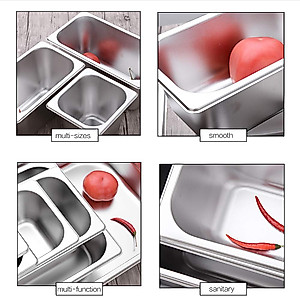 LIGOU 6Pack 1/9 Gastronorm Pan Stainless Steel Food Container,Sheet Pan,Hotel Pan,Baking Pans,Toaster Oven Pan,Jelly Roll Pan,Barbeque Grill Pan,Mirror Finish, Dishwasher Safe (2.56" depth)