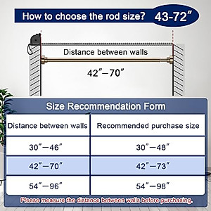 YNL Shower Curtain Rod Tension- No Drill, Never Rust, Non-Slip Spring Tension Rods for Window/Bathroom, 42-73 inches, Shower Rod Stainless Steel, Warm Gold