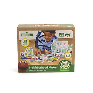 Green Toys Sesame Street Neighborhood Maker Coloring Activity Set - 19 Piece Pretend Play, Motor Skills, Creative Arts & Crafts Kids Toy Set.