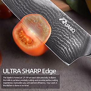 RuanQ Pro Chef Knife, 8 Inchs Kitchen Knife, German Special High Carbon Alloy Steel, Ergonomic Precious Rosewood Handle, Ultra Sharp