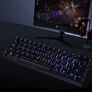 MOTOSPEED 60% Mechanical Keyboard Portable 61 Keys RGB LED Backlit Type-C USB Wired Office/Gaming Keyboard for Mac, Android, Windows（Red Switch）